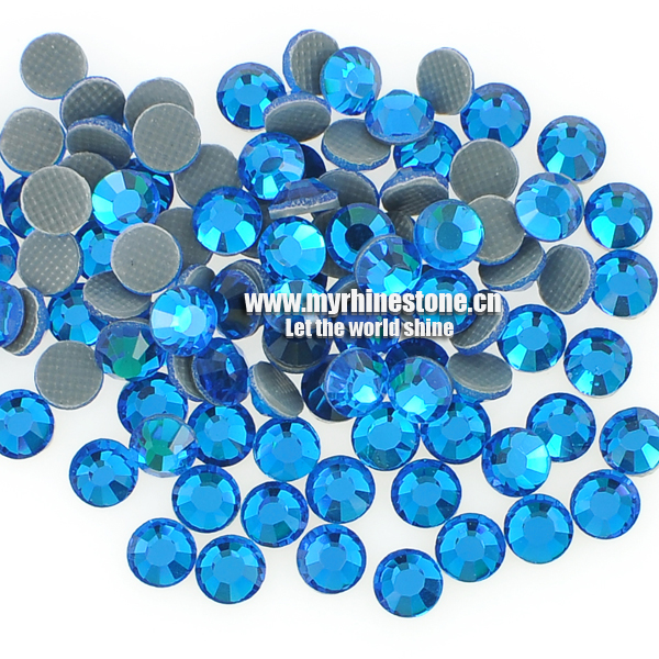Capri Blue Round Shape Flat-back MCE Machine Cut Rhinestones,MCE Hotfix ...
